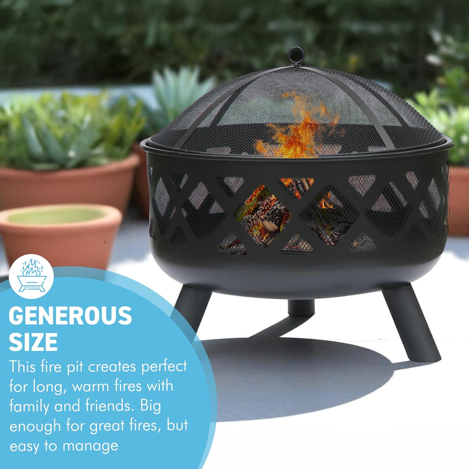 𝗟𝗔𝗥𝗚𝗘 𝗦𝗧𝗘𝗘𝗟 𝗢𝗨𝗧𝗗𝗢𝗢𝗥 𝗙𝗜𝗥𝗘 𝗣𝗜𝗧 𝗕𝗢𝗪𝗟 | Modern Black Steel Lattice Design ...